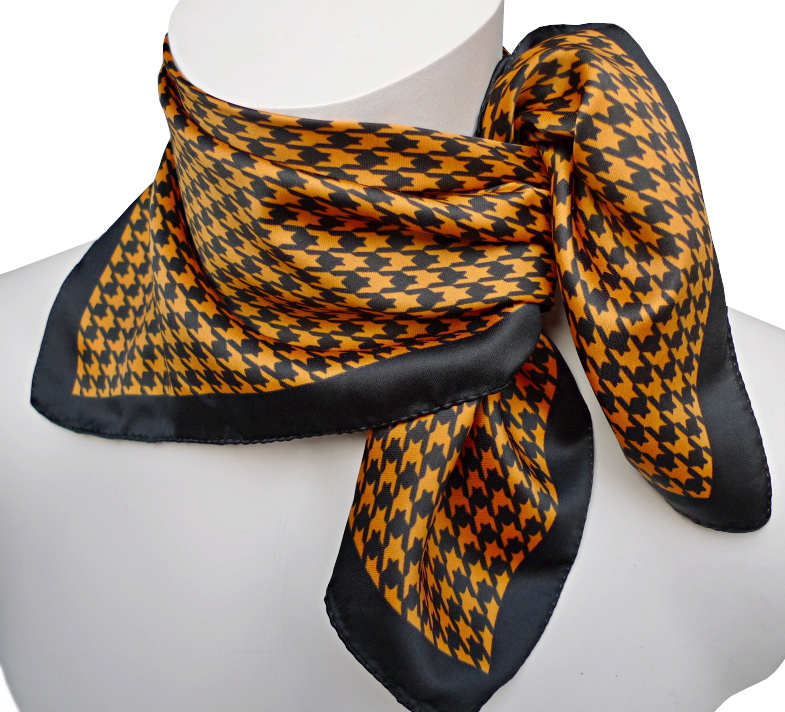 Hahnentritt Halstuch, Tuch, Nickituch, orange, schwarz